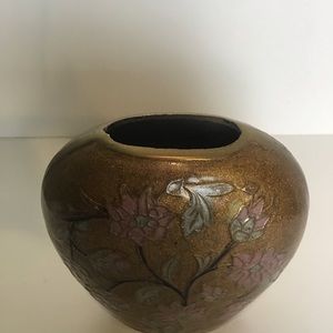 Vintage | Accents | Vintage Brass Vase Sparkly Floral Inlay Pattern ...